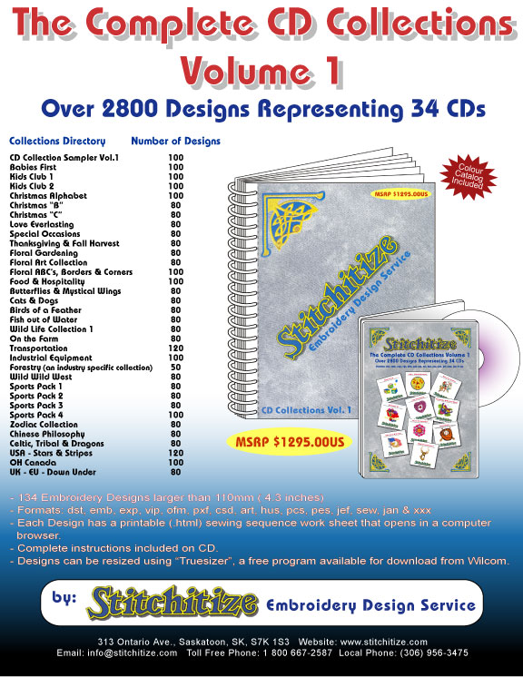 Custom Embroidery Designs By Stitchitize CD Collections Vol.1
