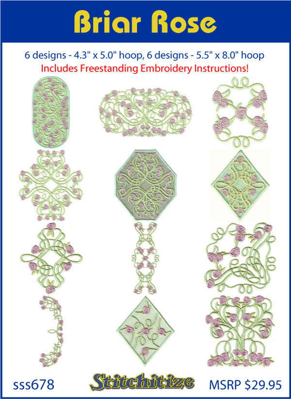 Custom Embroidery Designs By Stitchitize Briar Rose