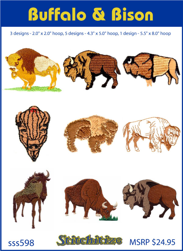 Custom Embroidery Designs By Stitchitize Buffalo & Bison
