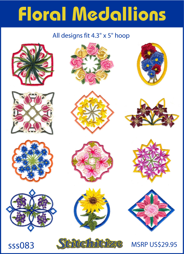 Custom Embroidery Designs By Stitchitize Floral Medallions