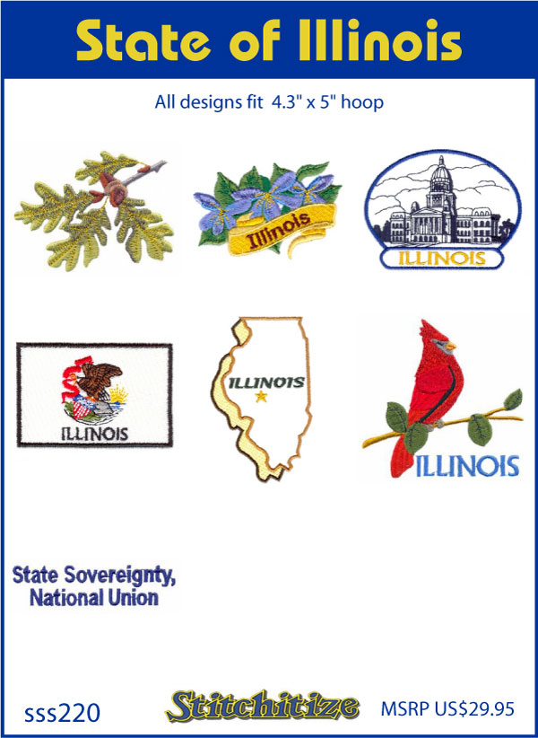 Custom Embroidery Designs By Stitchitize State of Illinois