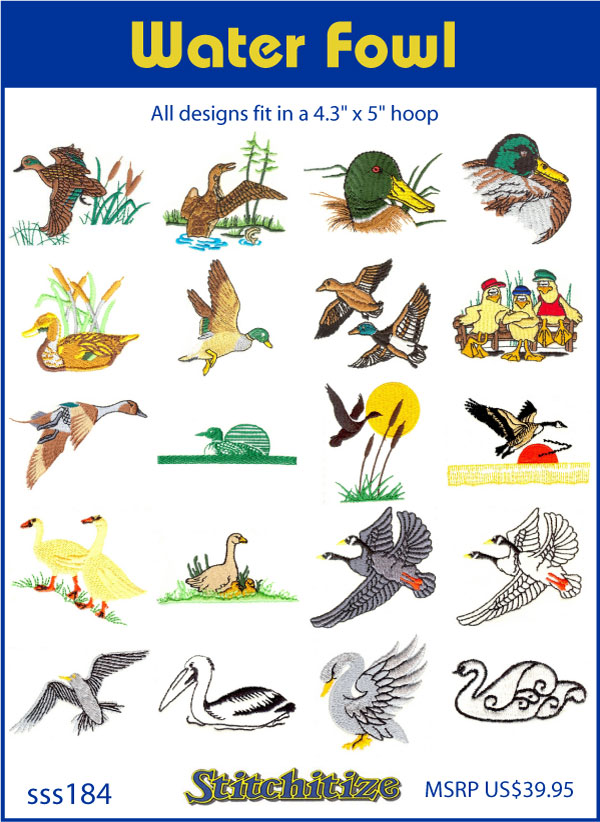 Custom Embroidery Designs By Stitchitize Water Fowl