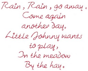 Custom Embroidery Designs By Stitchitize Rain, Rain, Go Away Text