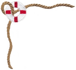 Custom Embroidery Designs By Stitchitize Lifesaver and Rope Corner