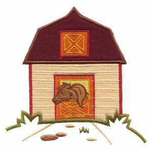 Custom Embroidery Designs By Stitchitize Applique Barn Scene with Horse