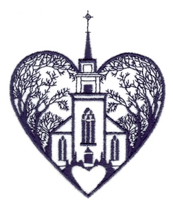 Custom Embroidery Designs By Stitchitize Heart Shaped Church Scene